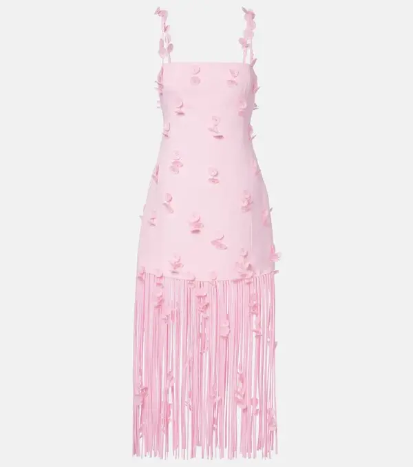 Simkhai Juliana Floral-appliqué Linen-blend Dress - Pink