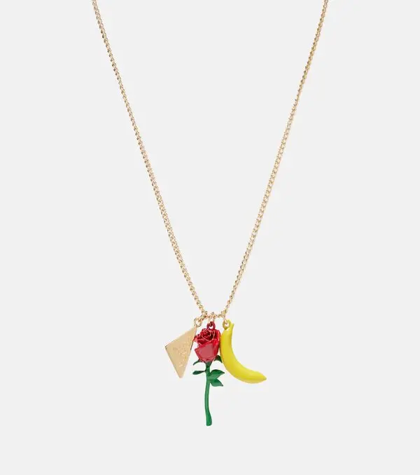 Prada Logo Pendant Necklace - Gold