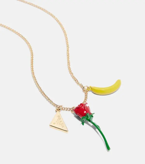 Prada Logo Pendant Necklace - Gold