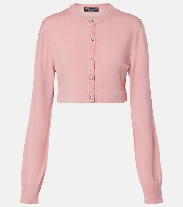 Dolce & Gabbana Embellished Cashmere-blend Cardigan - Pink