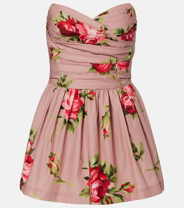 Dolce & Gabbana Floral Strapless Mini Dress - Multicoloured