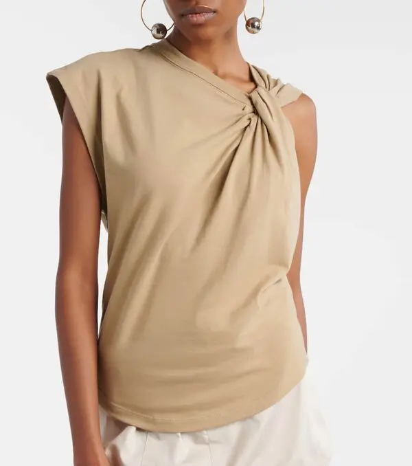Isabel Marant Étoile Nayda Gathered Cotton Jersey T-shirt - Beige