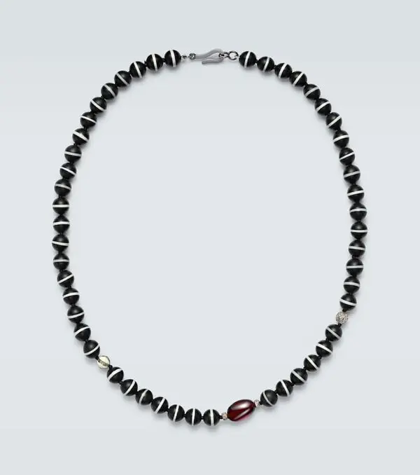 Ileana Makri Sterling Silver Beaded Necklace With Gemstones - Black