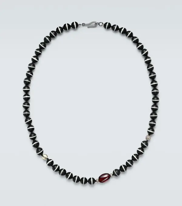 Ileana Makri Sterling Silver Beaded Necklace With Gemstones - Black