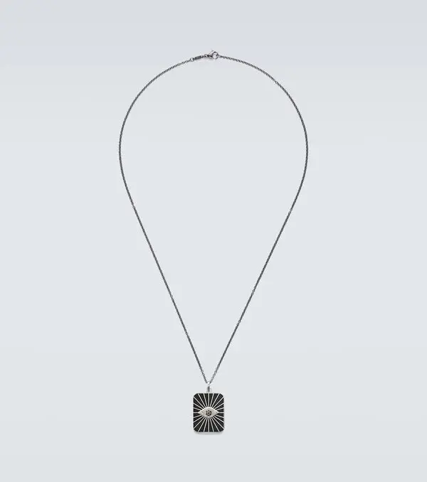 Ileana Makri Evil Eye Pendant Necklace With Diamonds - Silver