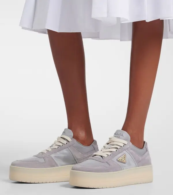 Prada Downtown Re-nylon Platform Sneakers - Grey
