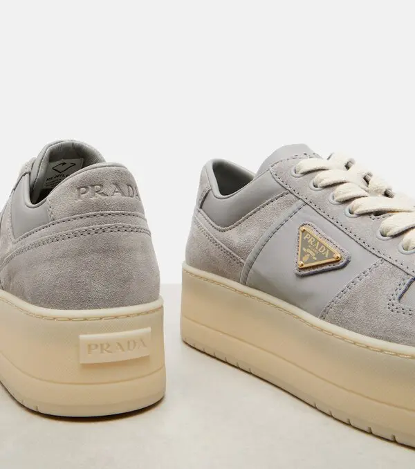 Prada Downtown Re-nylon Platform Sneakers - Grey
