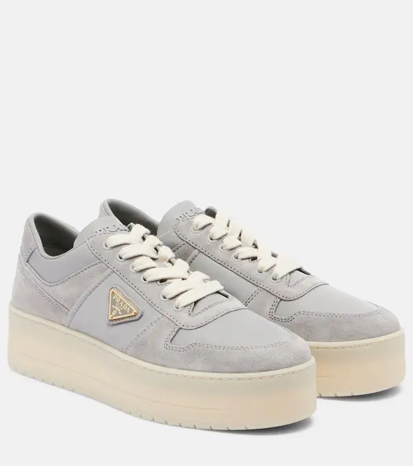 Prada Downtown Re-nylon Platform Sneakers - Grey