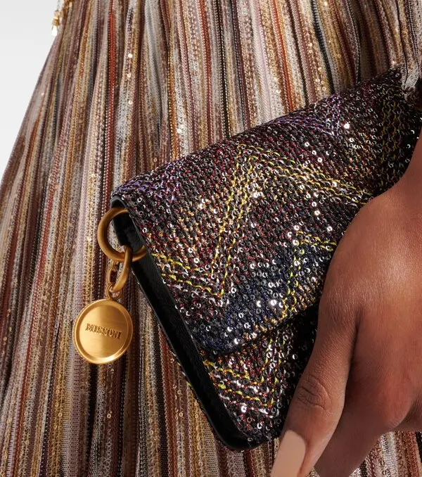 Missoni Leather-trimmed Sequined Crossbody Bag