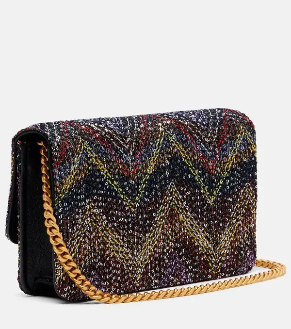 Missoni Leather-trimmed Sequined Crossbody Bag