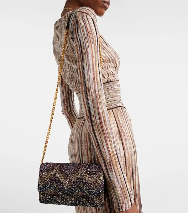 Missoni Leather-trimmed Sequined Crossbody Bag