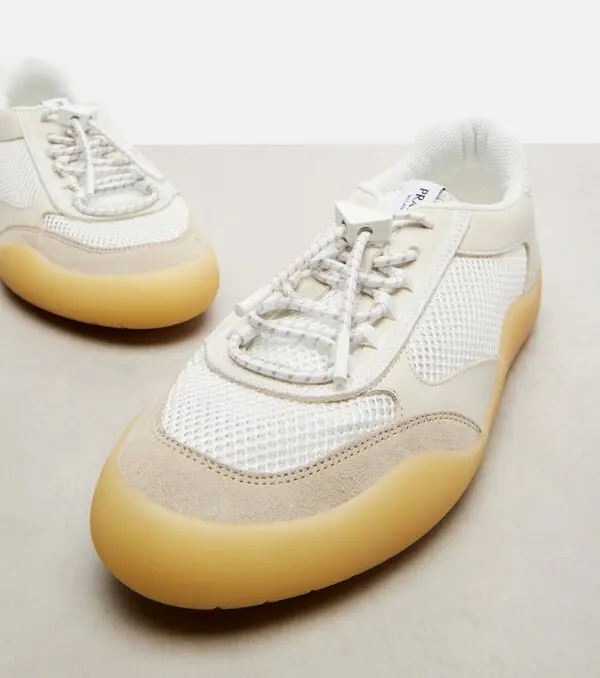 Prada Speedrock Leather-trimmed Sneakers - White