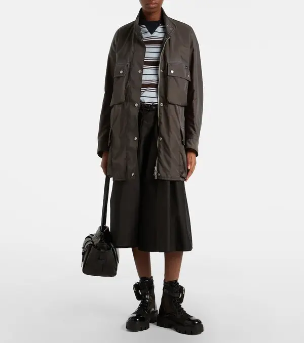 Prada Leather-trimmed Mesh Combat Boots