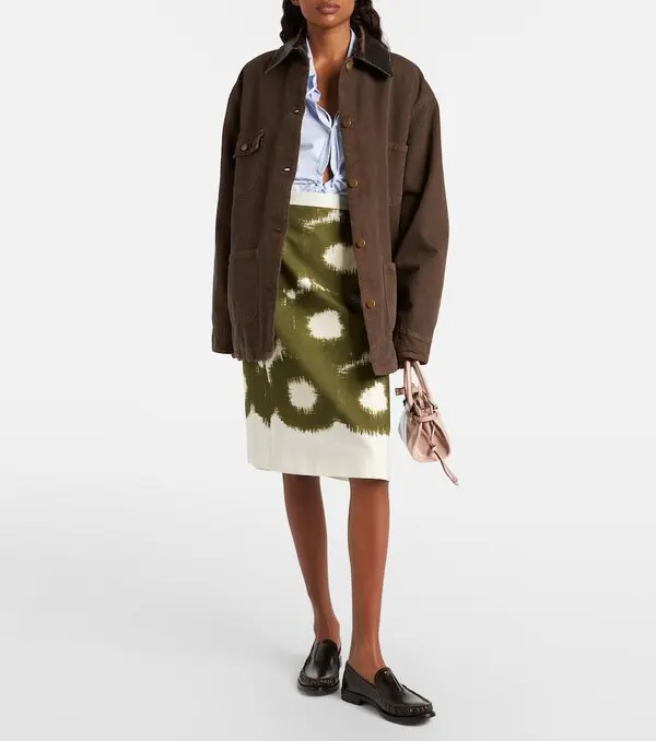 Prada Tie-dye Cotton Canvas Midi Skirt