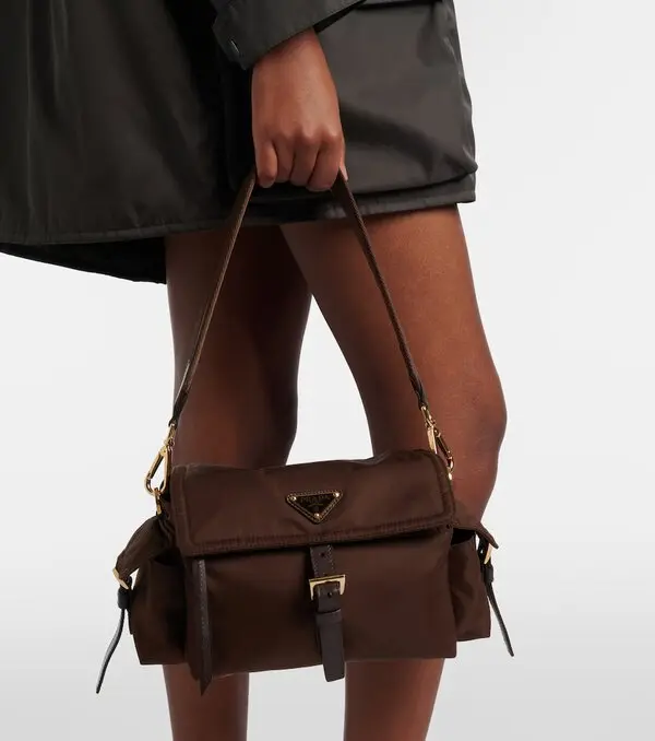Prada Medium Re-nylon Shoulder Bag - Brown