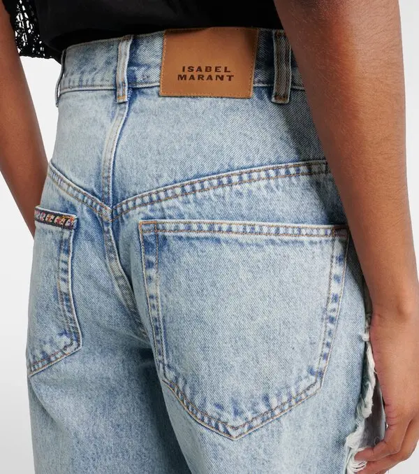 MARANT ETOILE Maella Embroidered Fringed Straight Jeans