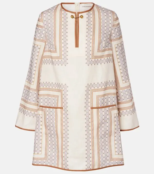 Zimmermann Printed Linen Minidress - Beige