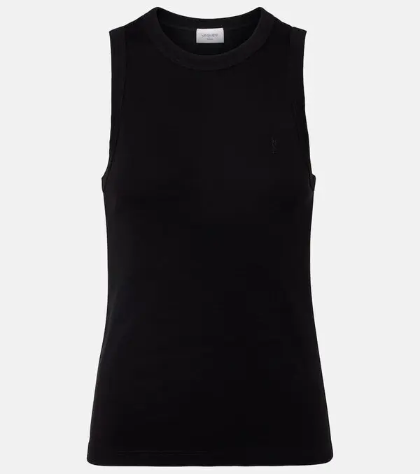 Saint Laurent Cassandre Ribbed-knit Cotton Tank Top