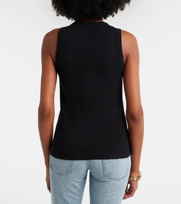 Saint Laurent Cassandre Ribbed-knit Cotton Tank Top