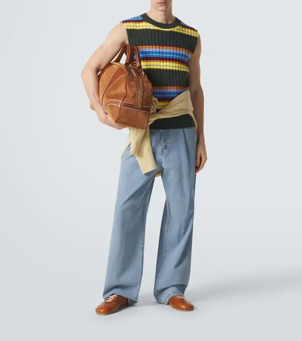 Dries Van Noten Leather-trimmed Suede Duffle Bag - Brown