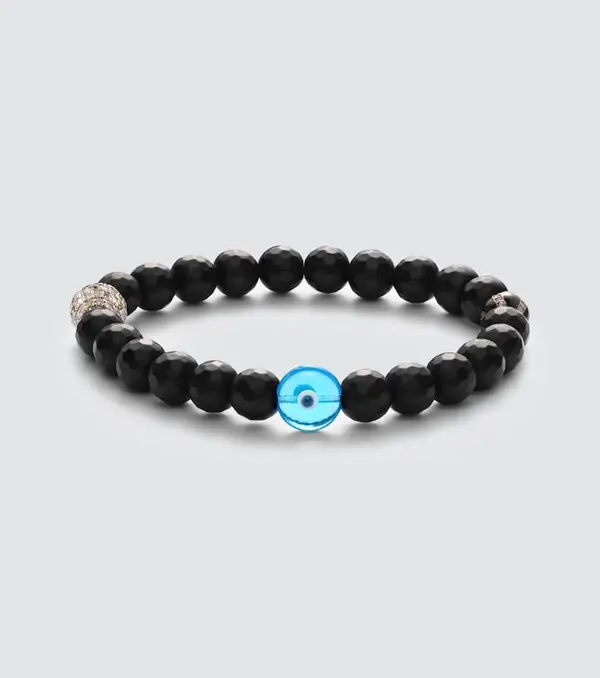 Ileana Makri Sterling Silver Beaded Bracelet With Onyx And Diamond - Black