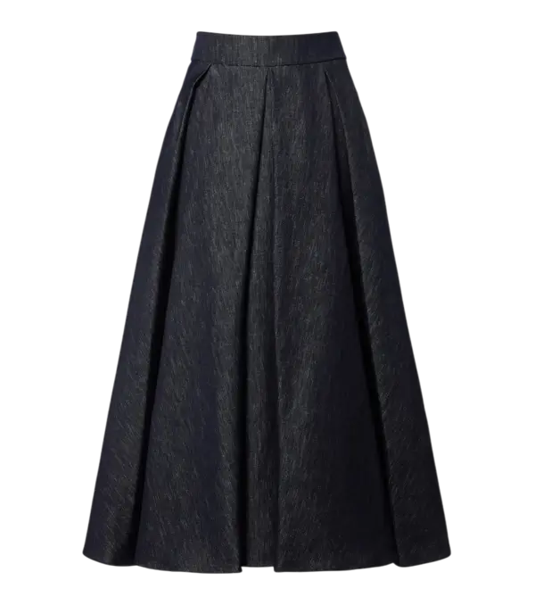 Max Mara Pleated Denim Midi Skirt