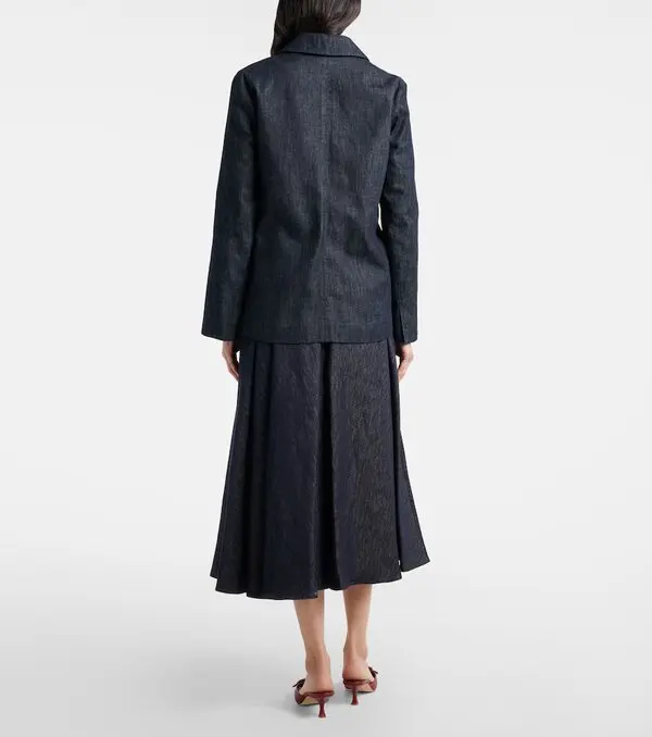 Max Mara Pleated Denim Midi Skirt