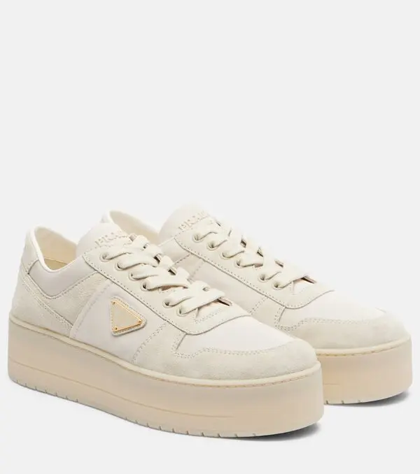 Prada Downtown Bold Re-nylon And Suede Sneakers