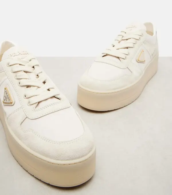 Prada Downtown Bold Re-nylon And Suede Sneakers