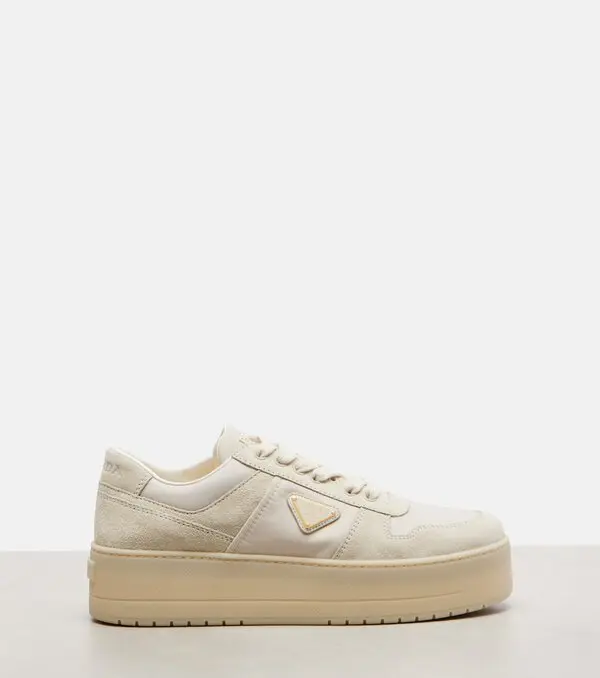Prada Downtown Bold Re-nylon And Suede Sneakers
