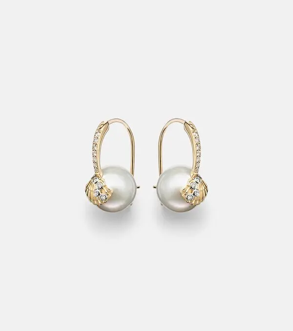 SYDNEY EVAN 14kt Yellow Earrings With Diamonds And Pearls - Gold