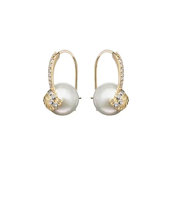 SYDNEY EVAN 14kt Yellow Earrings With Diamonds And Pearls - Gold