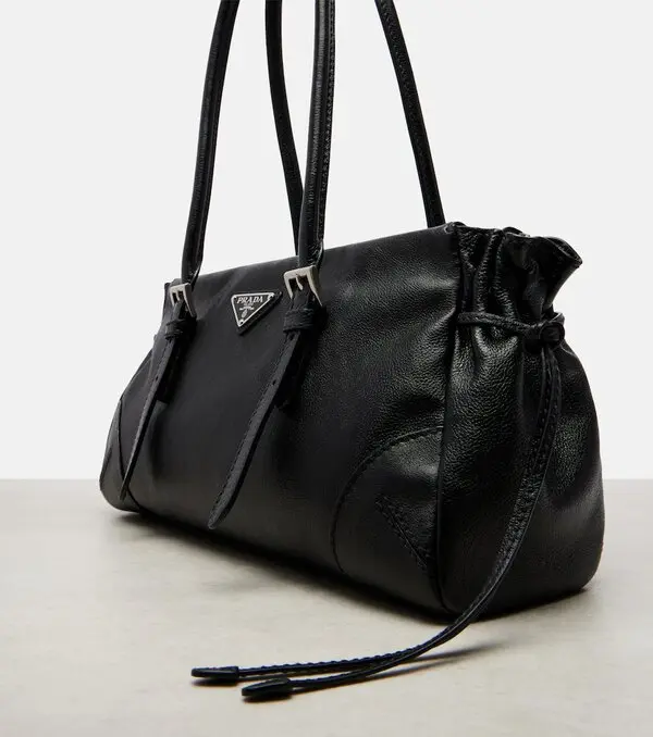 Prada Bonnie Medium Leather Tote Bag - Black