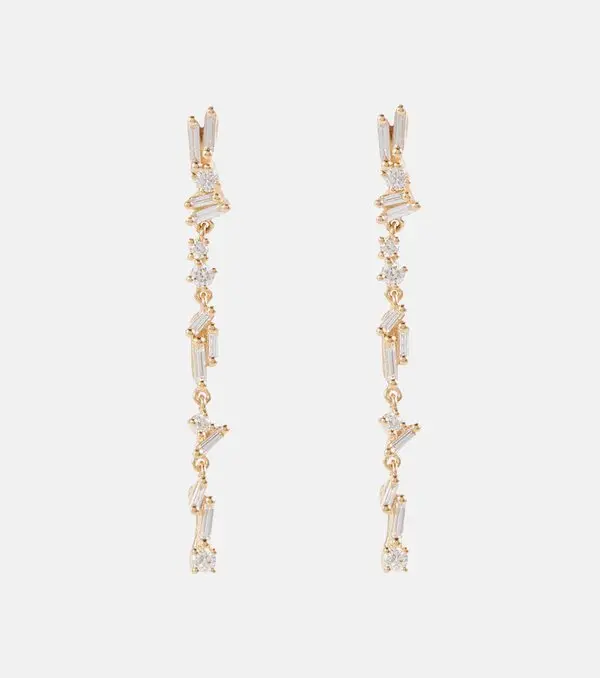 SUZANNE KALAN 18kt Gold Diamond Drop Earrings - Metallic