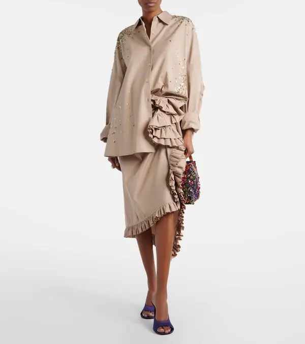 Dries Van Noten Crisp Small Sequined Satin Top-handle Bag