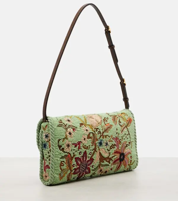 Valentino Garavani Devain Small Beaded Floral Shoulder Bag