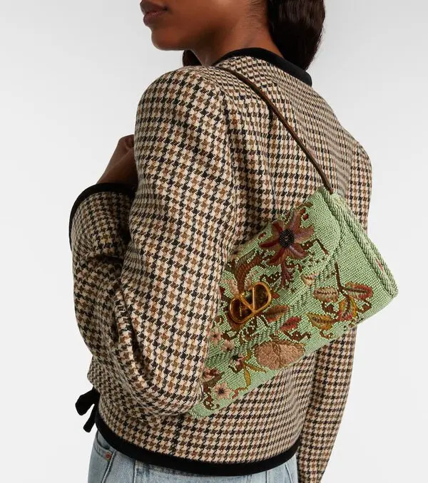 Valentino Garavani Devain Small Beaded Floral Shoulder Bag
