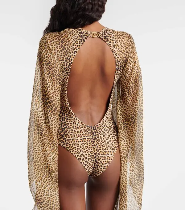 Roberto Cavalli Open-back Swimsuit With Keyhole Neckline - Brown