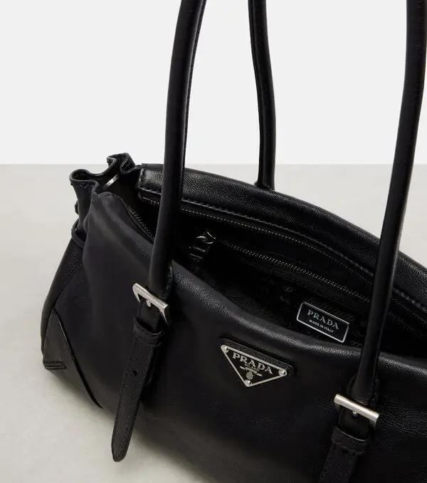 Prada Medium Leather Tote Bag - Black