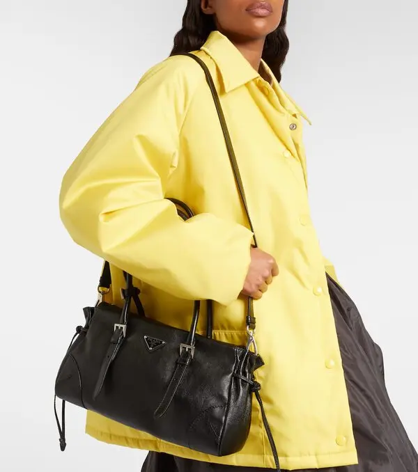 Prada Medium Leather Tote Bag - Black
