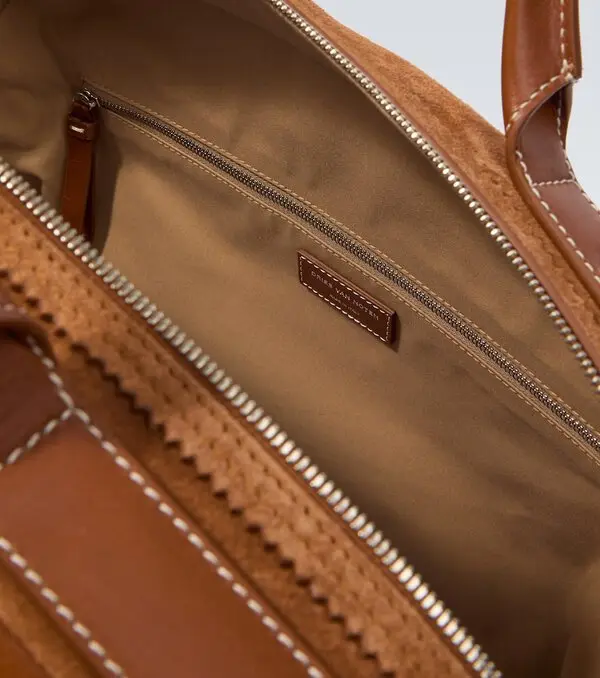 Dries Van Noten Leather-trimmed Suede Duffle Bag - Brown