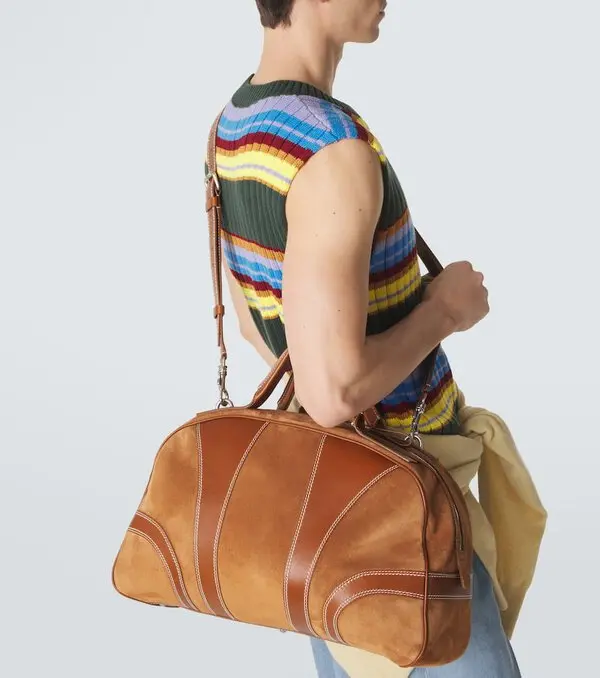 Dries Van Noten Leather-trimmed Suede Duffle Bag - Brown