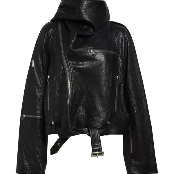 Rick Owens Crop Leather Zip Jacket