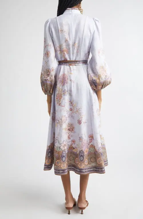 Zimmermann Luna Paisley Print Linen Midi Dress - Blue Paisley