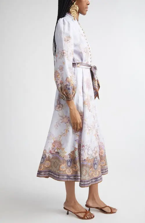 Zimmermann Luna Paisley Print Linen Midi Dress - Blue Paisley