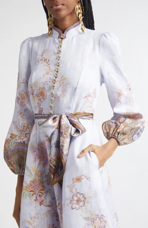 Zimmermann Luna Paisley Print Linen Midi Dress - Blue Paisley