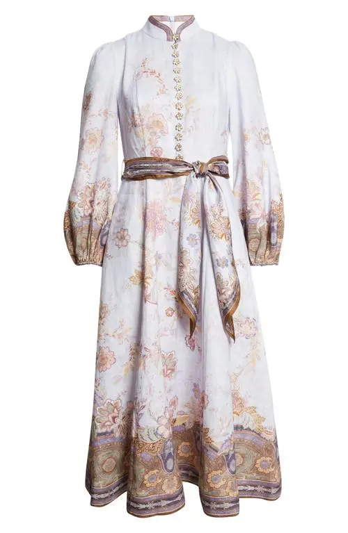 Zimmermann Luna Paisley Print Linen Midi Dress - Blue Paisley