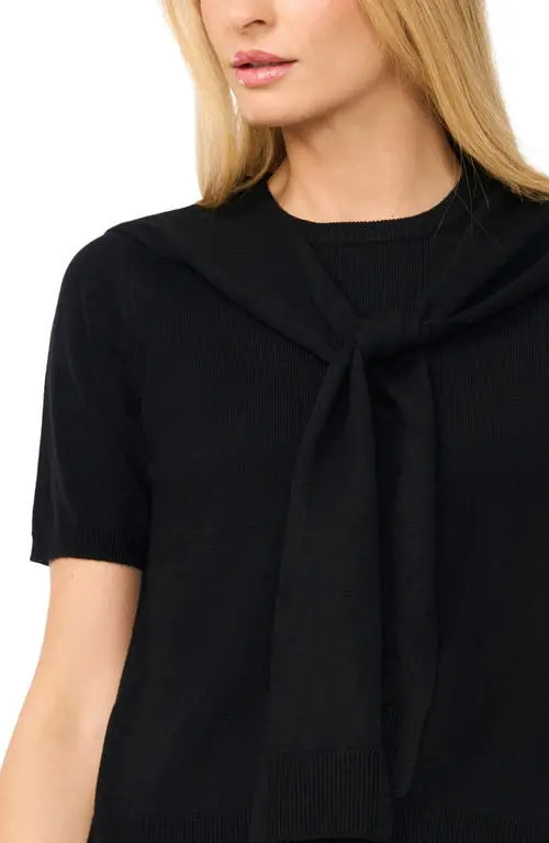 Halogen Shoulder Wrap Short Sleeve Sweater