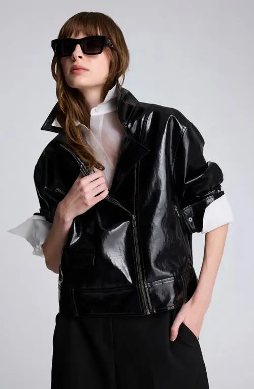 KENNETH COLE Faux Leather Moto Jacket