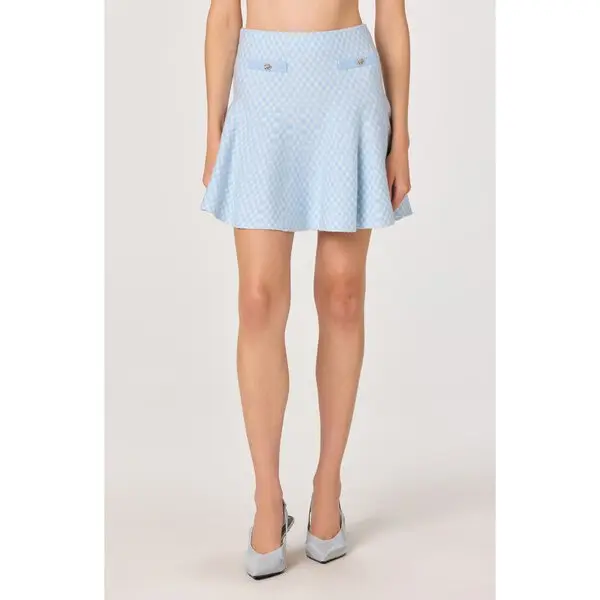 Astr The Label Malvie Plaid Knit Skirt